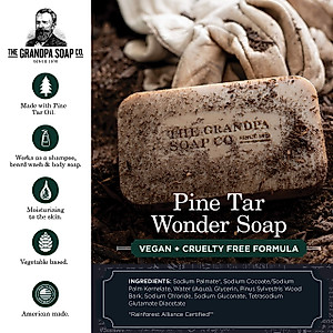 Pine Tar Bar Soap by The Grandpa Soap Company | The Original Wonder Soap | 3-in-1 Cleanser, Deodorizer & Moisturizer | 4.25 Oz. Each ? 3 Pack