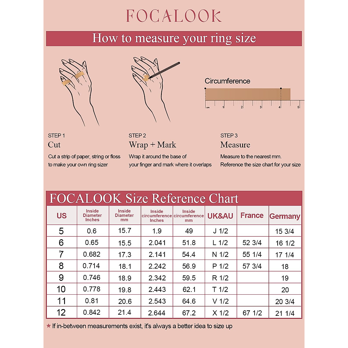 FOCALOOK Triple Band Rolling Ring Black Fashion Interlocked Anxiety Ring for Women (Black, 8)