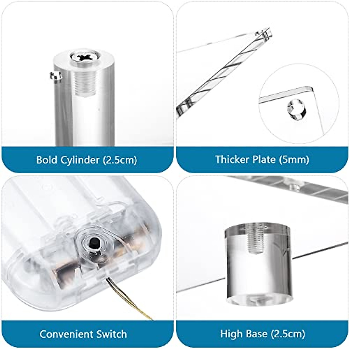 4 Tier Square Cupcake Stand for Birthday, Wedding Party, Graduation, Anniversary, Gender Reveal Party or Bridal and Baby Shower, LED Light String Cupcake Tower, Christmas Party Supplies for Display