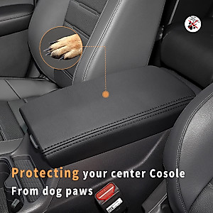 INTGET for 2025 2024 2023 Honda CRV Center Console Cover Leather Middle Armrest Cover Center Console Lid Protector for Honda CRV 2025 Accessories (Black Leather Console Cover)