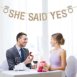 She Said Yes Banner, He Put a Ring on It, Glittery from Miss to Mrs Just Engaged Bride to Be Party Hanging Supplies