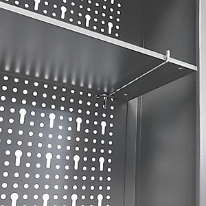 Tidyard Wall Mounted Tool Cabinet with Adjustable Storage Shelves and Euro Holes Industrial Style Lockable Metal Tool Storage Unit for Workshop Garage 31.5 x 7.5 x 23.6 Inches (W x D x H)