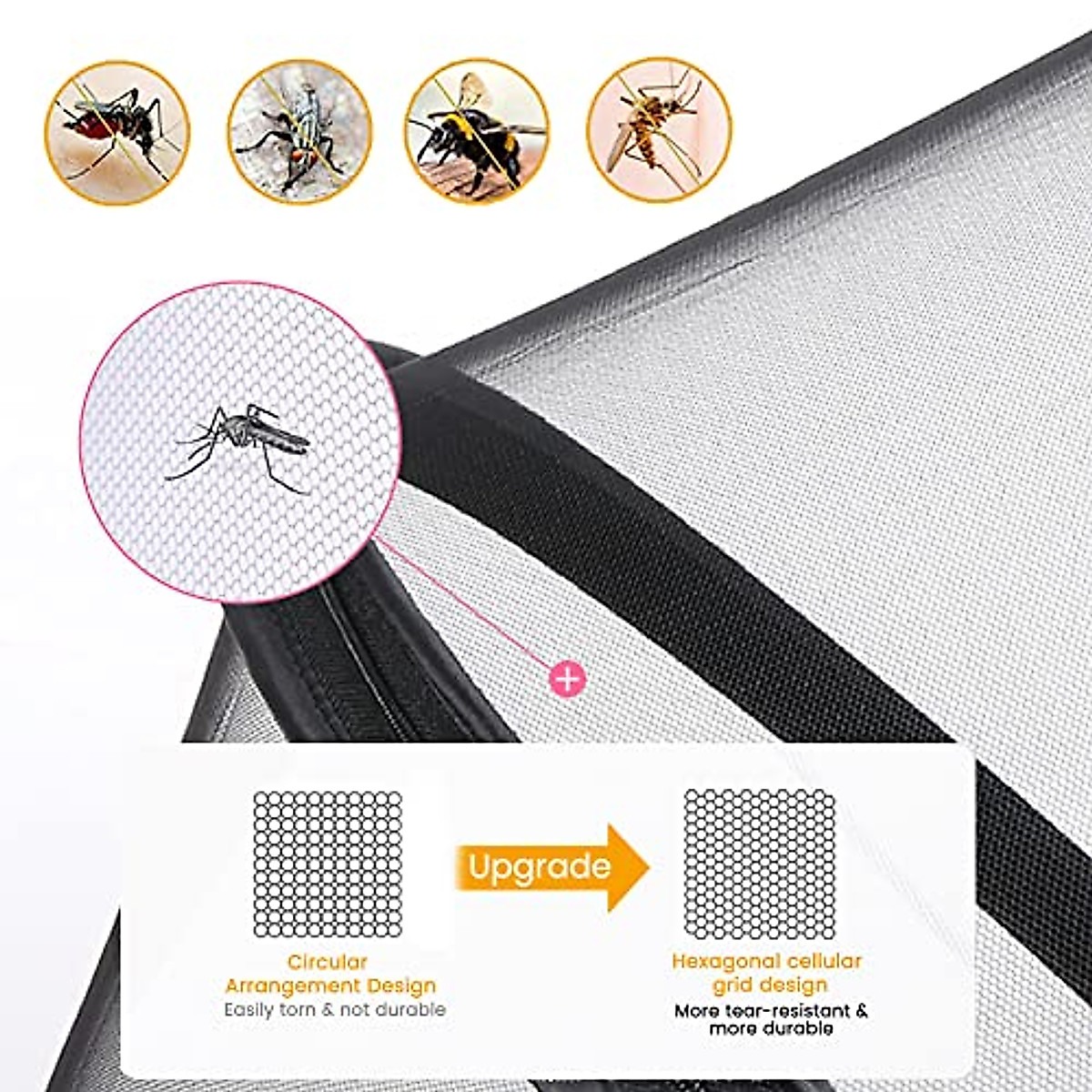 Orzbow Universal Mosquito Net for Stroller,Baby Bug Net with Two-Way Zippers & Storage Bag,Breathable & Foldable Mosquito Nets for Strollers,Car Seat,Bassinet,Cradle,Portable Mini Crib (Black)