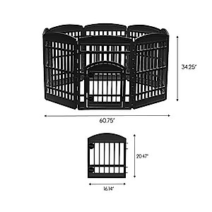 IRIS USA 34" Exercise 8-Panel Pet Playpen with Door, Dog Playpen, for Medium and Large Dogs, Keep Pets Secure, Easy Assemble, Fold It Down, Easy Storing, Customizable, Black