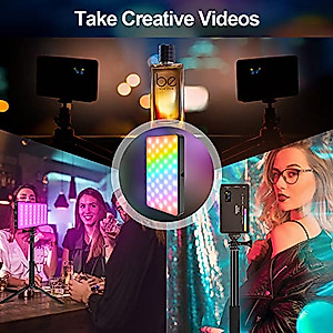 RGB Video Light Portable LED Camera Light Panel 360° Full Color LED Camera Light CRI95+ Dimmable 2500K-9000K, 3100mAh Rechargeable LED DSLR Lighting for Photography, Video Conference, YouTube, TikTok