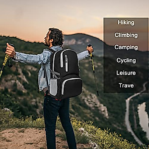 Packable Lightweight Hiking Backpack,Oliomp-35L Waterproof Foldable Travel Backpack Suitable for men and women camping outdoor hiking and cycling.(black)