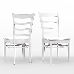 Glenwillow Home 7-PC - Oval Butterfly Leaf Dining Table in White/Natural + White Slat Back Dining Chairs Dining Set