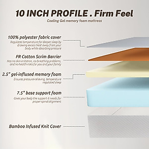 Dopinmin King Mattress, 10 Inch Gel Infused Memory Foam Mattress Medium-Firm Mattress for Pressure Relief & Cooling Sleep, CertiPUR-US Certified, Bed in a Box