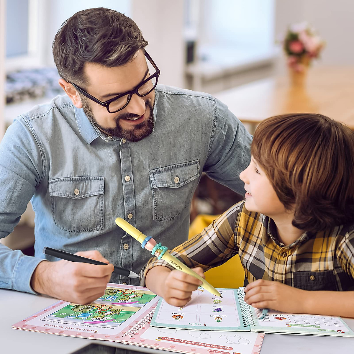 Magical Handwriting Workbooks Practice Copybook, Magic Calligraphy That Can Be Reused Handwriting Copybook Tracing Book (A4+Enlarged 4books+Pens)