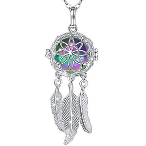 INFUSEU Cremation Jewelry for Ashes for Women Urn Necklace for Human Dog Ash Colorful Rainbow Pendant Dream Catcher Keepsake for Loss of Mother Father Dad Mom Grandma Grandpa