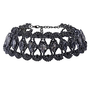 NABROJ Black Choker Chunky Necklaces for Women Y2k Pirate Jewelry, Wide Diamond Rhinestone Flower Gothic Choker Summer Necklace 90s Jewelry for Women Sexy-HL21 Black