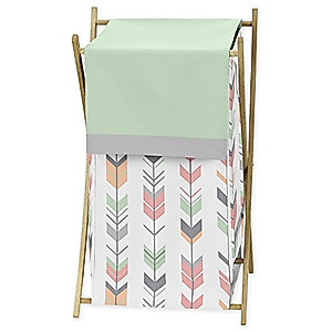 Sweet Jojo Designs Baby/Kids Clothes Laundry Hamper for Grey, Coral and Mint Woodland Arrow Girl Bedding Sets
