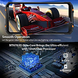 OUKITEL WP8 Pro Rugged Smartphone Unlocked, 6.49 inch Rugged Phone Unlocked,5000mAh Battery 4GB+64GB Rugged Android 10 Cell Phone,IP68 Waterproof Mobile Phone,4G Dual SIM 16MP Rear Triple Camera NFC