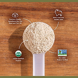 Badlands Ranch - Skin & Coat Canine Supplement w/Omega-3 Fatty Acids, Org. Ingredients, Antioxidant Topper, Nourish Coat &Paws, Joint, Support Shiny Coat & Healthy Skin by Katherine Heigl (30 Scoops)