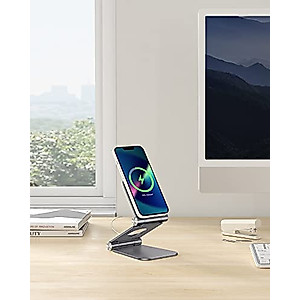 Stand for MagSafe Charger, OMOTON Foldable Phone Stand Holder for MagSafe Accessories， Compatible with iPhone 14/13/12 Pro Max/Pro/Mini, Charger for MagSafe Not Included, Gray