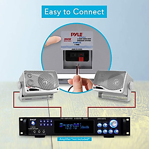 3-Way Weatherproof Outdoor Speaker Set - 3.5 Inch 200W Pair of Marine Grade Mount Speakers - in a Heavy Duty ABS Enclosure Grill - Home, Boat, Poolside, Patio, Indoor Outdoor Use - Pyle PLMR24 (White)