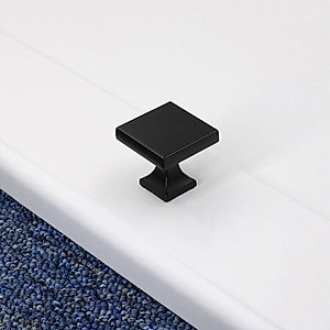 goldenwarm 20 Pack Black Cabinet Knobs for Dresser Drawers Kitchen Hardware Handles 1.1 inch Width Square Knob for Cabinets,Zinc Alloy