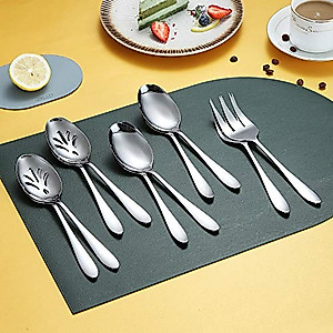 10-Piece Serving Flatware Silverware Set,Stainless Steel Serving Utensil Set,Include Slotted Serving Spoon, Serving Spoon, Serving Fork(Silver)