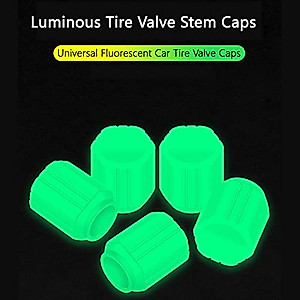12 PCS Glow in The Dark Tire Valve Caps Fluorescent Stem Cars, Universal Noctilucent Waterproof Car Wheel Tire Caps for Car, SUV, Motorcycle, Truck, Vehicle（Green