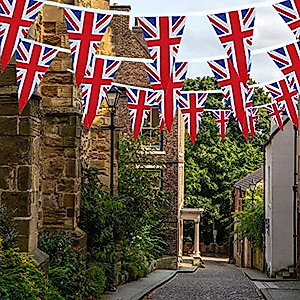 Uwariloy 23/26ft Union Jack Bunting Banner with 20 | 25 Triangle Flags for Queen Plati-num Jubilee Decorations, Royal Events Patriotic Street Party Decorations