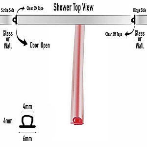 eatelle Vinyl Bulb Translucent Shower Door Seal for 5/32" (4mm) Gap with Pre-Applied 3M Tape, Adhesive Bathroom Strip for 3/16" Thick and UP(1/4, 3/8, 1/2 Glass) 95 Inch Long