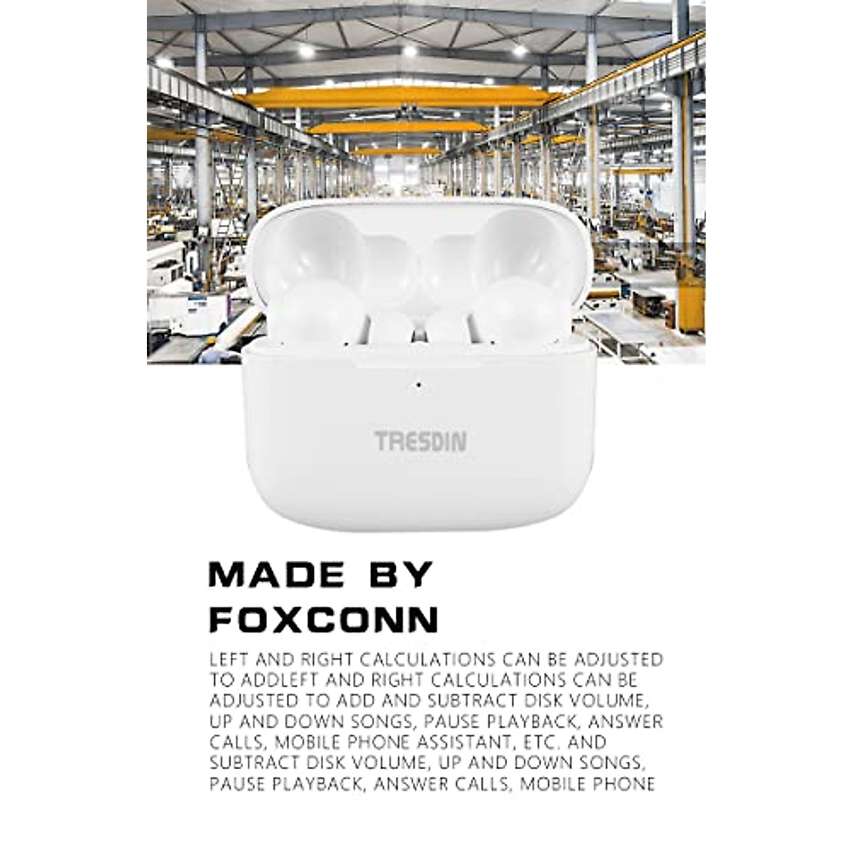 TRESDIN Jello2 Foxconn Made True Wireless Stereo Noise Cancelling Headset Bluetooth 5.0 Compatible with TV Smart Phone Laptop Wireless Charging IPX4 Waterproof Travel Mountaineering White