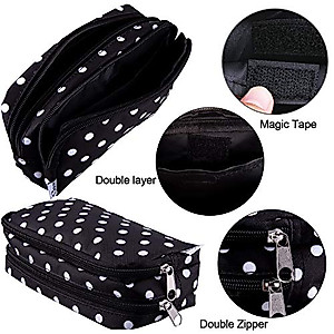 SIQUK Pencil Case Large Capacity Pen Case Double Zippers Pen Bag Office Stationery Bag Cosmetic Bag with Compartments for Gilrs Boys and Adults (Black)