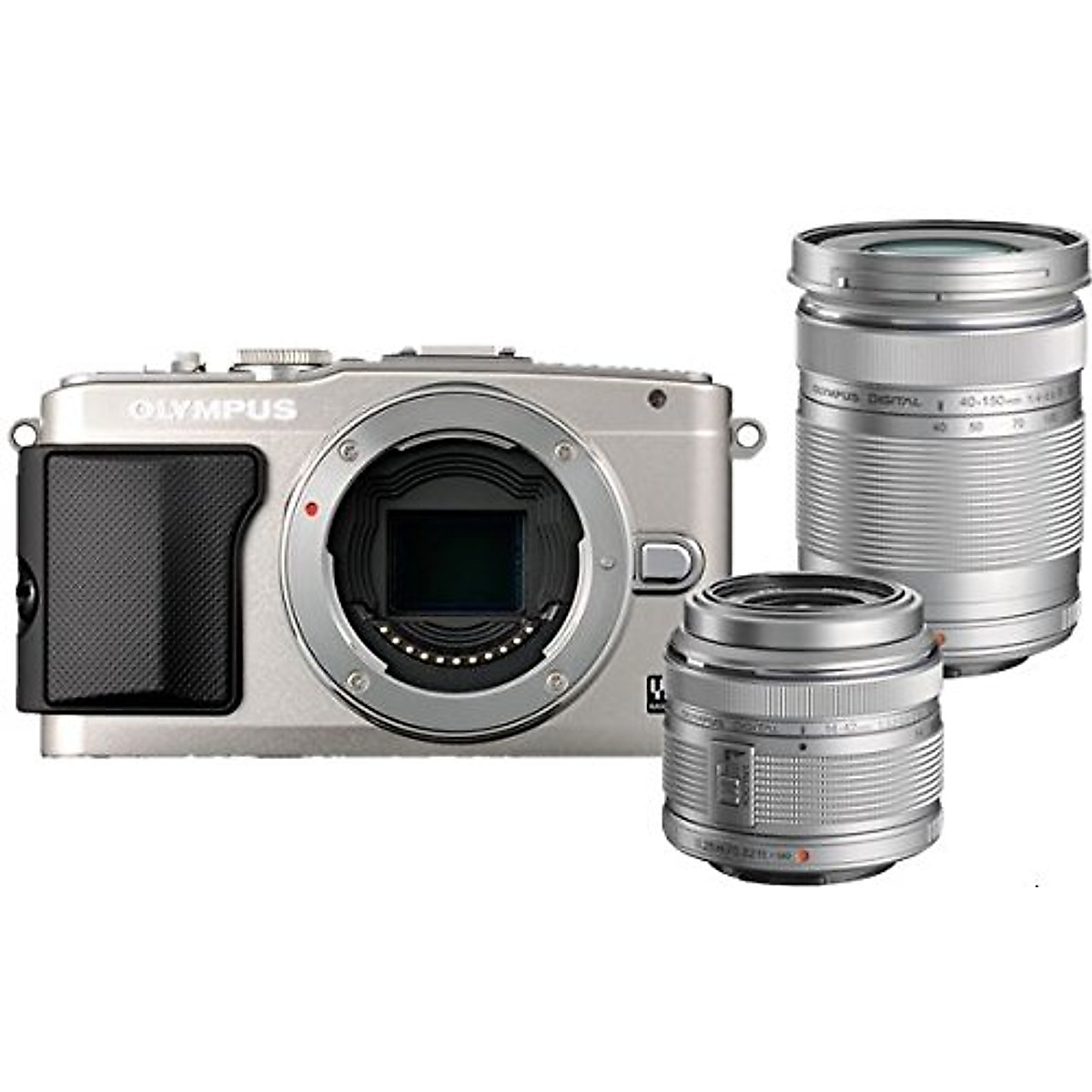 Olympus E-PL5 Interchangeable Lens Digital Camera Double Zoom Kit (Silver) E-PL5 DZKIT - Internatinoal Version (No Warranty)