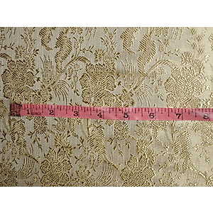 Silk Brocade Fabric -Beige/Gold Floral 44" BRO9[3]