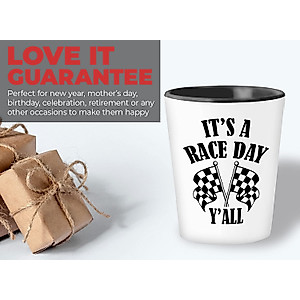 Bubble Hugs Racer Shot Glass 1.5oz - It's A Race Day Y'All - Car Racing Drag Race Dirt Track Racing Auto Enthusiast Dirtbike