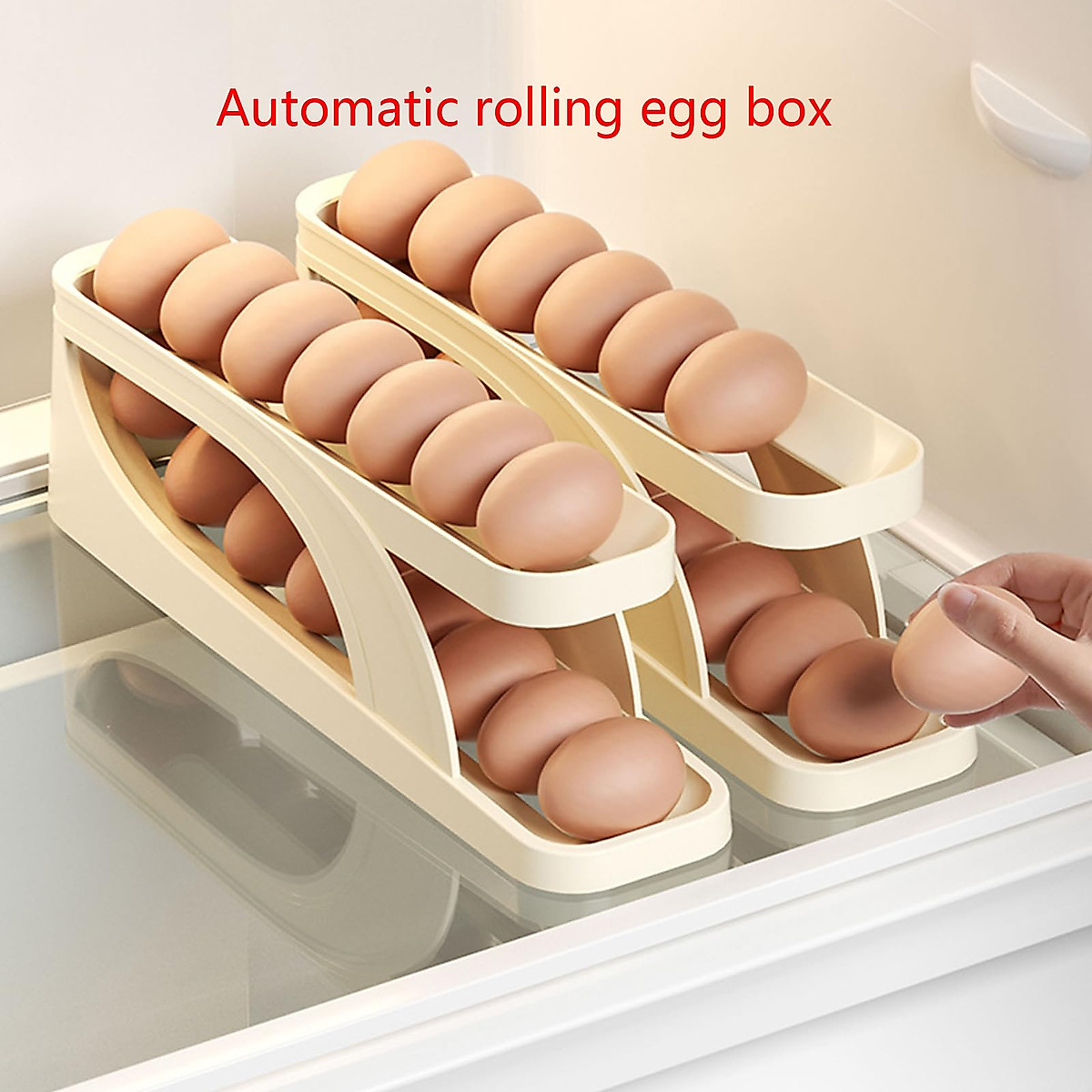Automatic Rolling Eggs Box Layer Rack Holder For Fridge Fresh-keeping Storage Container Eggs Dispenser Kitchen Organizer Kitchen Storage Container