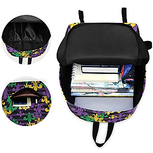 ZzWwR Mardi Gras Carnival Fleur De Lis Polyester Computer Backpack Large Daypack for Business Sport Travel School Bookbags
