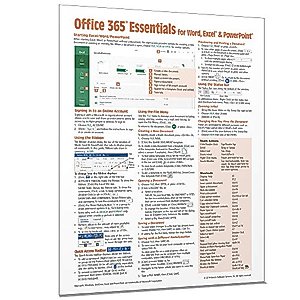 Microsoft 365 (Office 365) Essentials Quick Reference Guide - Windows Version (Cheat Sheet of Instructions, Tips & Shortcuts - Laminated Card)