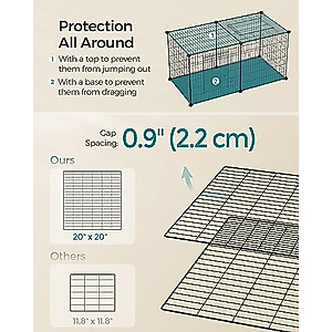 SONGMICS Small Animal Playpen, Pet Cage with Top and Base, 2 Doors, Easy to Clean, Metal Wire Guinea Pig Pen for Rabbits, Hamsters, Hedgehogs, XL, 40.5 x 20 x 20 Inches, Black ULPI010B01