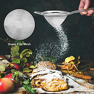 E-far Fine Mesh Strainer Set of 2, 3.3 Inches Stainless Steel Tea Strainer with Long Handle, Small Conical Mesh Strainers Sieve for Cocktail Coffee Food, Rust Proof & Easy to Clean (Silver)