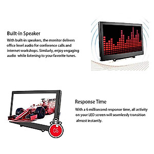 Portable 11.6 Inch Monitor 16:9 IPS Display 1920x1080 Full HD, 170° Widescreen Gaming Monitor with HDMI, VGA, Dual Builtin Speakers, 3.5mm o Port, for Raspberry PS3 PS4 Windows etc.(11.6inch)