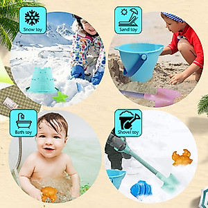 IOKUKI Long Shovels Sand Toys Set with Mesh Bag Including Dump Truck, Beach Buckets, Shovels, Rakes, Molds, Outdoor Beach Toys Tool Kit for Kids, Toddlers, Boys and Girls (15 PCS) Age 3+