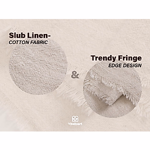 Vitalizart Beige Table Runner 14 x 72 Inches Long Slub Texture Cotton Linen Table Runner for Rustic Home Decorations Dining Room Wedding Decor Reception Bridal Shower Thanksgiving Christmas