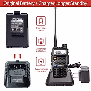 Baofeng UV-5R GMRS Radio Handheld Outdoors Long Range Two Way Radio Rechargeable(Upgrade of Baofeng UV-5R), NOAA Weather Radio Walkie Talkie for Adults