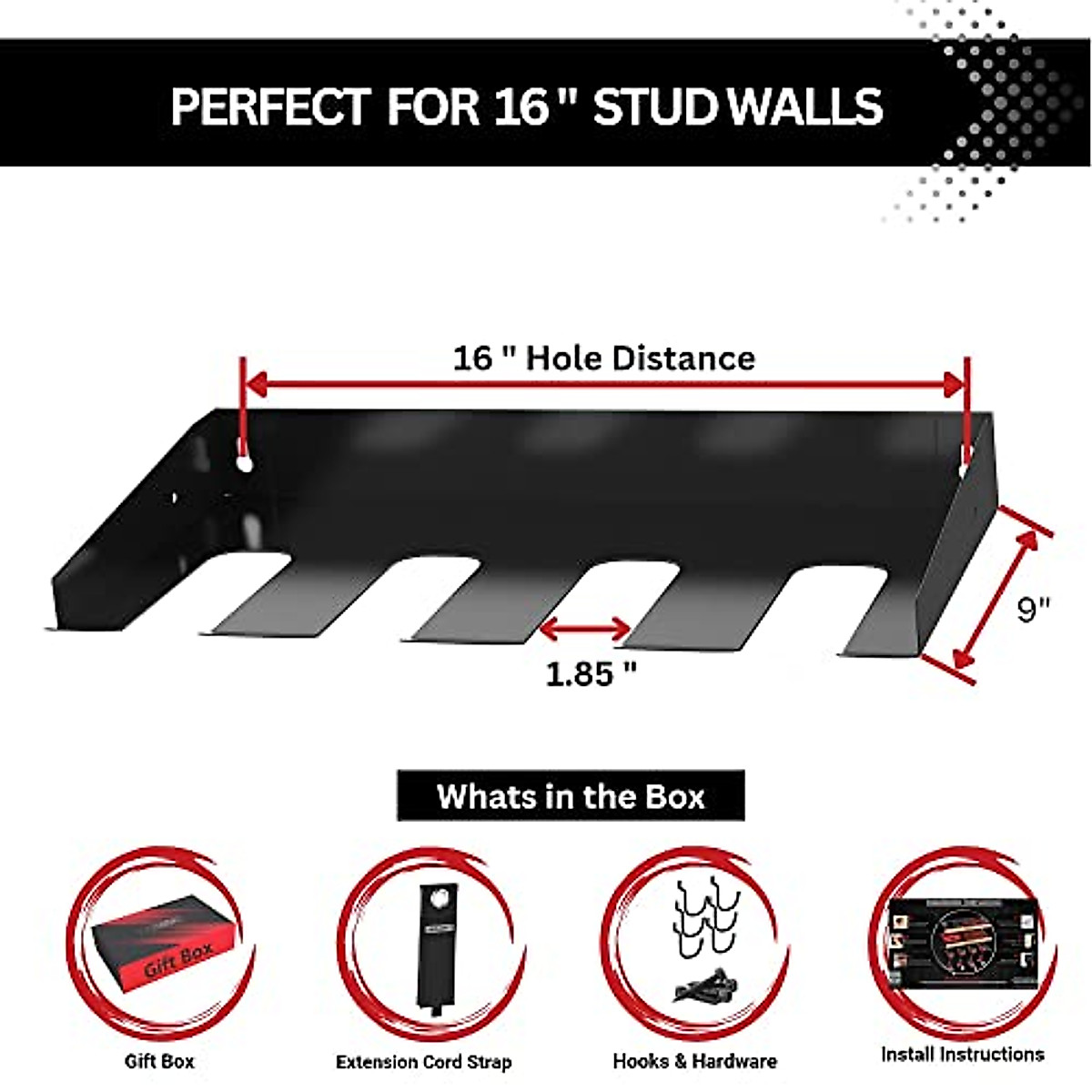 Ezrackz Power Tool Organizer Wall Mount, Cordless Tool Organizer, 3 Heavy Duty Drill Holder Wall Mount Shelves, Power Tool Storage Rack, 150lb Cap, Garage Shed Organization Battery & Charger Shelf
