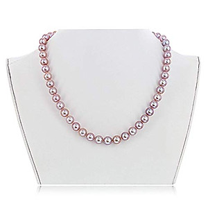 14K White Gold or Yellow Gold AAAA Pink Freshwater Cultured Pearls Silk-Knotted 18inch Princess Pearls Strand Necklace - Choice of Pearl Size & Clasp Gold Color (Yellow Gold, 7.0-7.5mm)