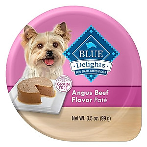 Blue Buffalo Delights Natural Adult Small Breed Wet Dog Food Cups, Pate Style, Angus Beef Flavor in Savory Juice 3.5-oz (Pack of 12)