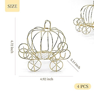 4Packed Mini Cinderella Carriage Candy Box, Halloween Pumpkin Candy Holder, Halloween Party Decorations, Plated Pumpkin Carriage Centerpiece for Wedding Birthday Party Table Centerpiece Decor