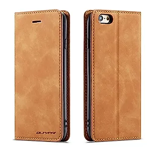 QLTYPRI Case for iPhone SE 2022 5G/iPhone SE 2020/iPhone 8/iPhone 7, Premium PU Leather Cover TPU Bumper with Card Holder Kickstand Magnetic Adsorption Flip Wallet Case for iPhone 7/8/SE2/SE3 - Brown