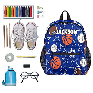 RIRIX Personalized Toddler Kids Backpack, Custom Mini Backpacks for Preschool, Schoolbag for Boys Girls Basketball Baseball