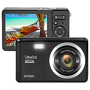 Digital Camera, 20MP Digital Point and Shoot, 1080P FHD Kids Camera with 8X Digital Zoom, 2.8 Inch LCD Screen Rechargeable Compact Camera Vlogging Camera for Kids Teens Girls Boys (Black)