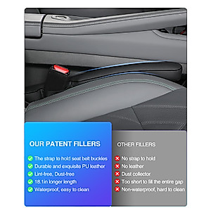 Homaupt Leather Car Seat Gap Filler Universal for Car Truck SUV to Block The Gap Between Seat and Console Stop Things from Dropping 2 Packs Black