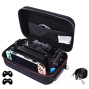 Magictodoor Locking Carrying Case for Nintendo Switch / Switch OLED Protective Hardshell Messenger Bag for Console, 2 Pro Controller, Dock, AC Adapter Cable & Accessories