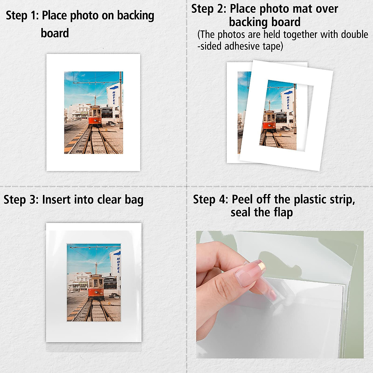 Golden State Art, Pack of 10 White Pre-Cut 8x10 Picture Mat Bevel Cut 4.5x6.5 Opening for 5x7 Photo with White Core Matte Sets Includes 10 High Premier Acid Free Mats & 10 Backing Board & 10 Clear Bag