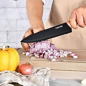 Cohesion 5 PCS Kitchen Knife Set with Magnetic Knife Strip for Wall, Ultra Sharp Kitchen Knives Set with Sheathes and Gift Box for Multipurpose Cooking with Ergonomic Handle